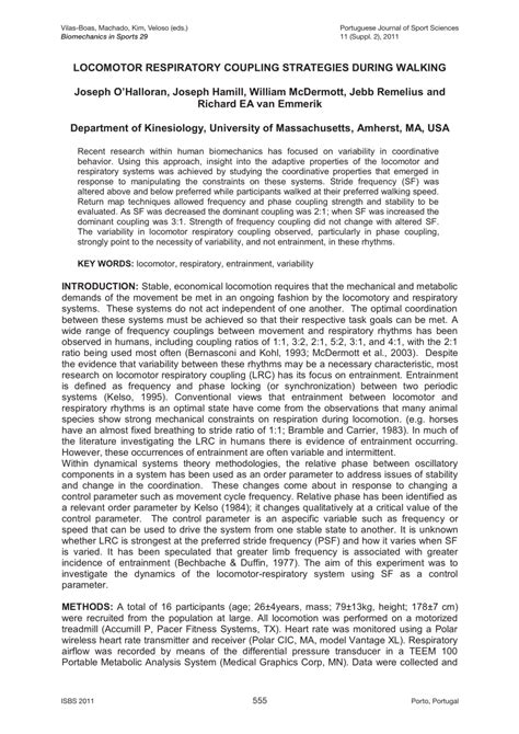 Pdf Locomotor Respiratory Coupling Strategies During Walking