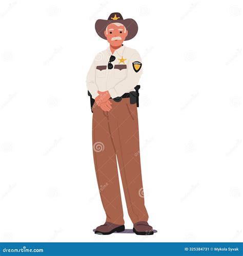 Vector Illustration Of A Country Sheriff In Uniform Cartoon Character Features A Traditional