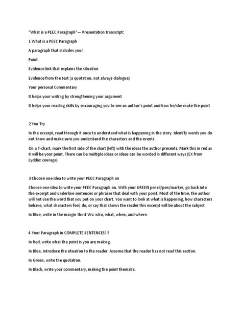 What Is A Peec Paragraph Pdf