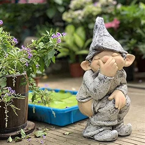 Gartenzwerg Lustige Figur mit Po für außen Gartendeko Zwerg mit nacktem Popo Dekoration für den