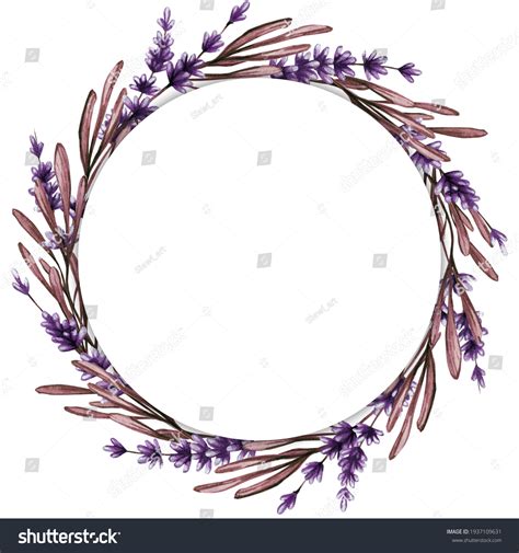 라벤더 나뭇가지의 수채화 프레임 포스터 초대장 스톡 일러스트 1937109631 Shutterstock