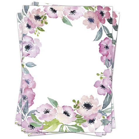 Briefpapier DIN A4 Motiv Aquarell Look Rose Blüten Motivpapier