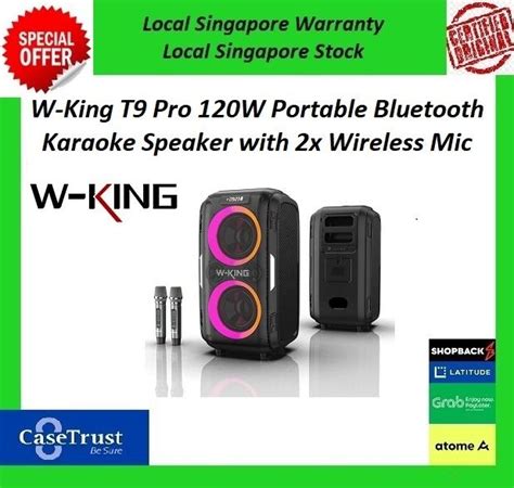 W-King T9 Pro 120W Bluetooth Party Speaker with Disco Light + 2x ...