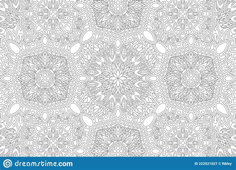 Line Art For Coloring Book With Floral Pattern Stock Vector
