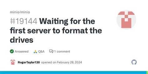 Waiting For The First Server To Format The Drives · Minio Minio