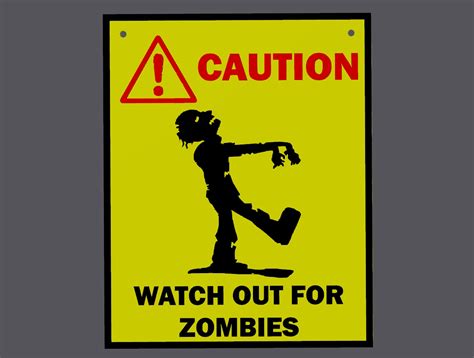Caution Zombies Halloween Sign By Botaz Download Free Stl Model