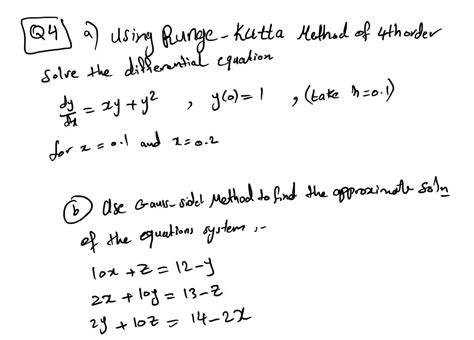 Solved Q4 A Using Runge Kutta Method Of 4th Order Solve