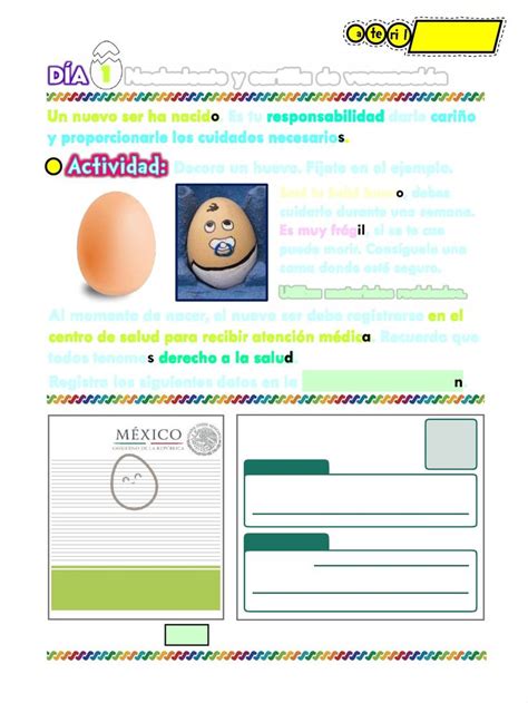 Huevito 1 Proyecto Trabajo Nuestra BebÈ Huevo Durante 5 DÌas Cuidar