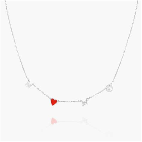 Inez Initial Heart Necklace With Premium Diamond Silver Oak And Luna