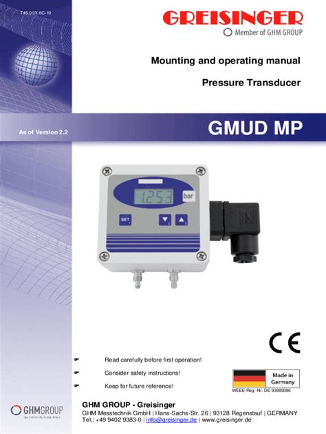 Fillable Online GMUD MP Mounting And Operating Manual GHM Group Fax