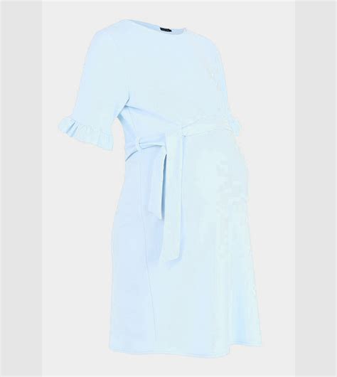 Buy Boohoo Maternity Ruffle Tie Waist Shift Dress In Blue 6thstreet