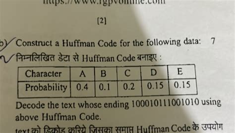 2 B Construct A Huffman Code For The StudyX