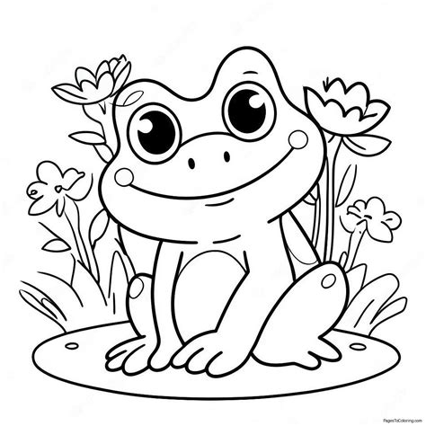 Cute Sweet Frog With Flowers Coloring Page 61863 49753