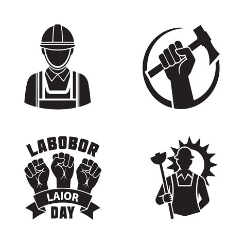 Labor Day Icons Set Black And White Illustration 49933520 Vector Art