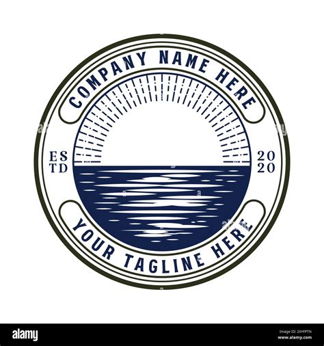 Sunset Sunrise Sea Ocean Beach Badge Emblem Label Design Vector Stock