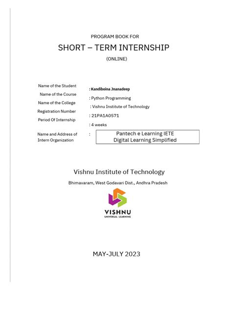 21pa1a0571 Internship Final Report Pdf Programming Language