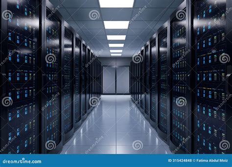 Stockphoto Modern Data Center With High Powered Servers Big Data Concept Stock Illustration