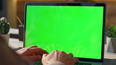Premium Photo Hands Working Remote Greenscreen Laptop At Workplace