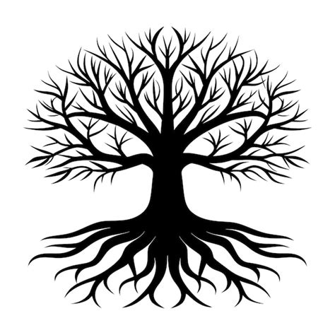 Premium Vector Silhouette Of A Tree With Roots