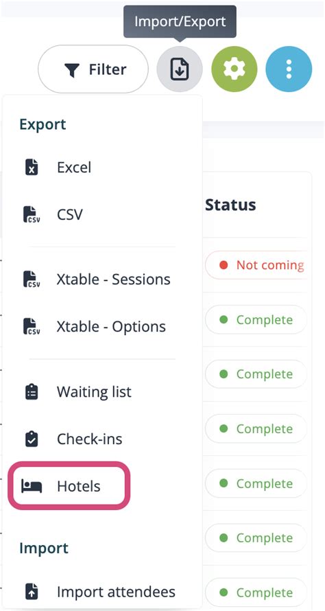 Clave del Software de Gestión de Eventos Función de Exportación y