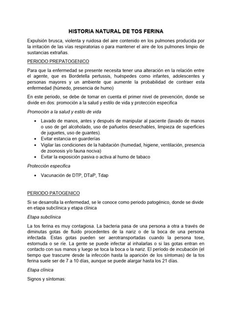 Historia Natural De Tos Ferina Pdf Tos Neumonía