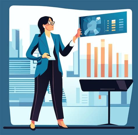 Premium Vector Businesswoman Presentation With Data Display Premium Vector Businesswoman Presentation With Data Display