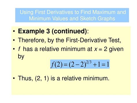 Ppt Sketching The Graph Using The First Derivative Test Powerpoint