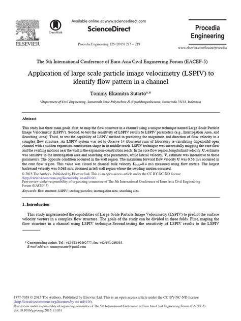 Application Of Large Scale Particle Image Velocime Pdf Reynolds