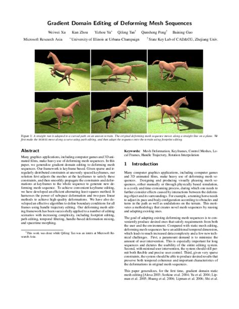 Pdf Gradient Domain Editing Of Deforming Mesh Sequences