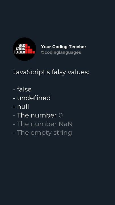 Javascripts Falsy Values False Undefined Null The Number 0