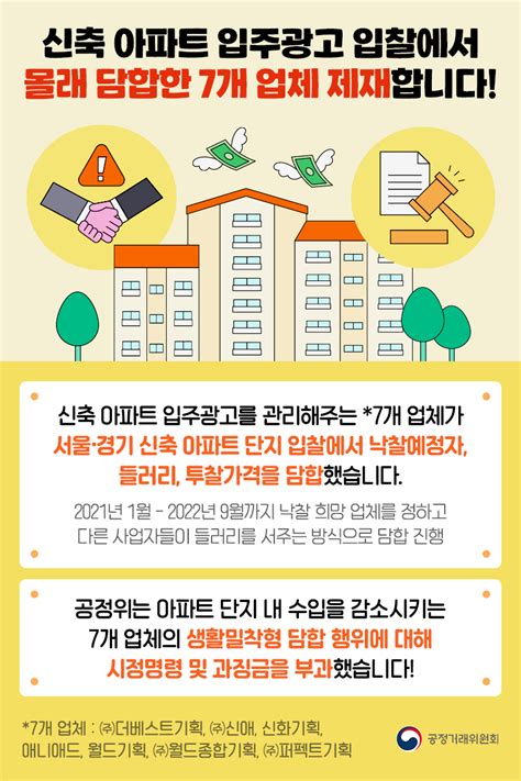 대한민국 공정거래위원회 아파트 입주광고용역 7개 사업자들의 입찰 담합 시정명령 및 과징금 결정