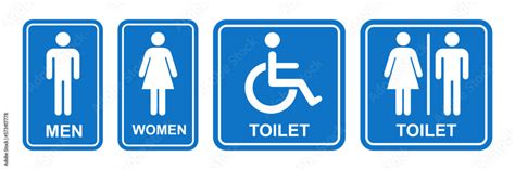 Toilet Sign Printable Public Sign Symbol Man Woman Wc Simple Blue