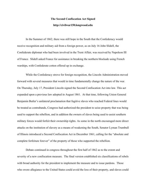 The Second Confiscation Act Signed Civilwar150longwood