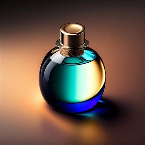 Premium Photo A Blue Bottle Of Perfume With A Gold And Blue Label
