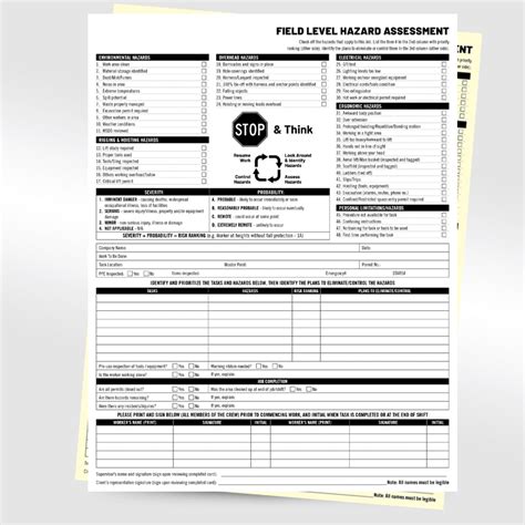 Free Field Level Hazard Assessment Flha Form Template Vrogue Co