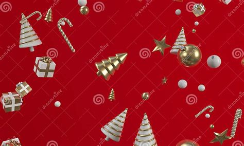 Christmas Gold And White Trees Gitfs And Decorations Background 3d