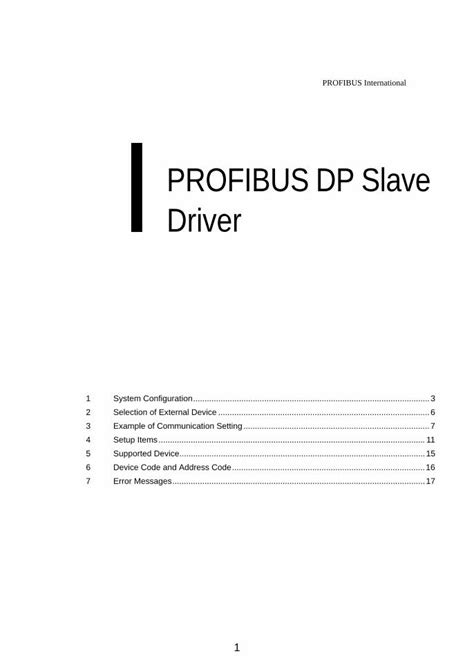 PDF PROFIBUS International PROFIBUS DP Slave PROFIBUS DP Slave Driver GP Pro EX Device PLC