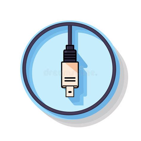 Vector Of A Usb Cable Connected To A Button On A White Background Stock