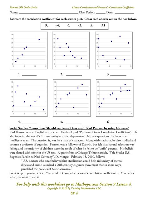 Linear Regression And Correlation Coefficient Worksheet — Db