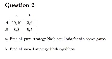 Find All Pure Strategy Nash Equilibria For The Above