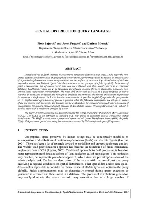 Pdf Spatial Distribution Query Language