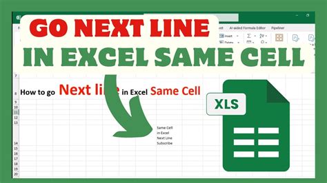 How To Go Next Line In Excel Same Cell Youtube