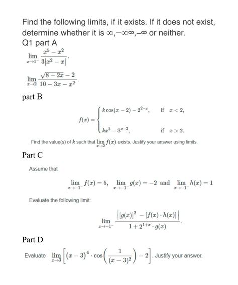 Find The Following Limits If It Exists If It Does
