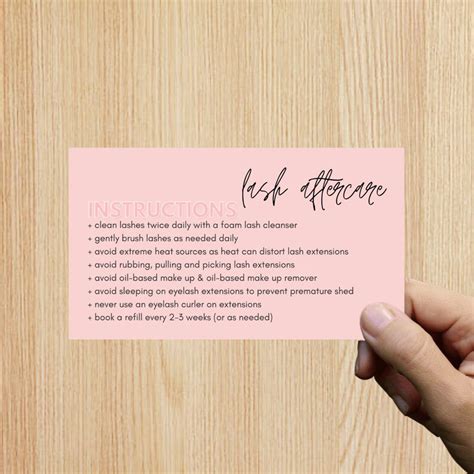 Eyelash Extension Aftercare Card Eyelash Extensions Lash Extension