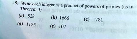 write each integer as a product of powers of primes as in theorem 3 v q