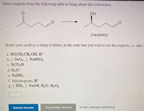 Solved Select Reagents From The Following Table To Bring