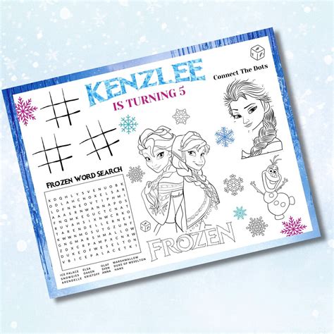 Frozen Activity Sheet Frozen Coloring Sheet Frozen Party Etsy