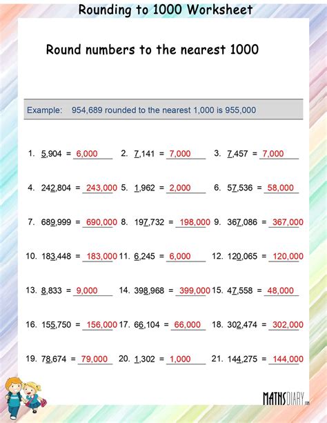 Rounding To The Nearest 1000s Math Worksheets