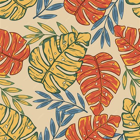 Premium Vector Summer Exotic Floral Tropical Leaves Background