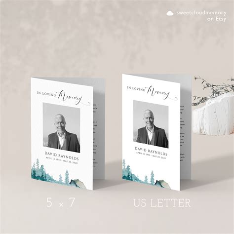 Classic Funeral Program Template Funeral Memorial Program Etsy